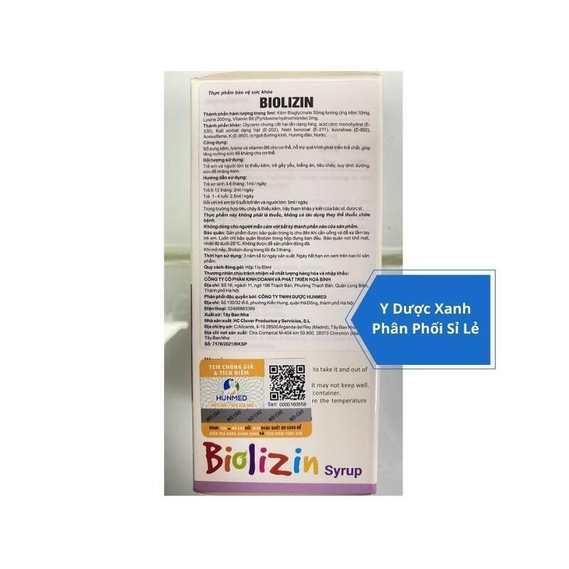 [Giá Tốt] Kẽm BIOLIZIN, 50ml, Siro hỗ trợ ăn ngon - Mua Sỉ Lẻ Tại Y ...